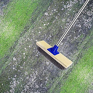 MEIBEI Deck Brush, Stainless Steel Wire with Long Handle 57", Perfect for Algae, Tough Stains on Concrete, Walkways, Patio and Swimming Pool