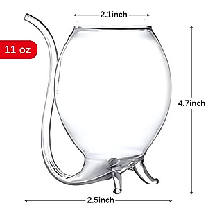 USEEKRIL Vampire Wine Glass Set of 2 Creative Cocktail Glass 11oz with Drinking Tube Straw Novelty Glass Decanter Cups Mugs for Wine Champagne Juice Home Bar Party Club Glassware Barware Tools Gift