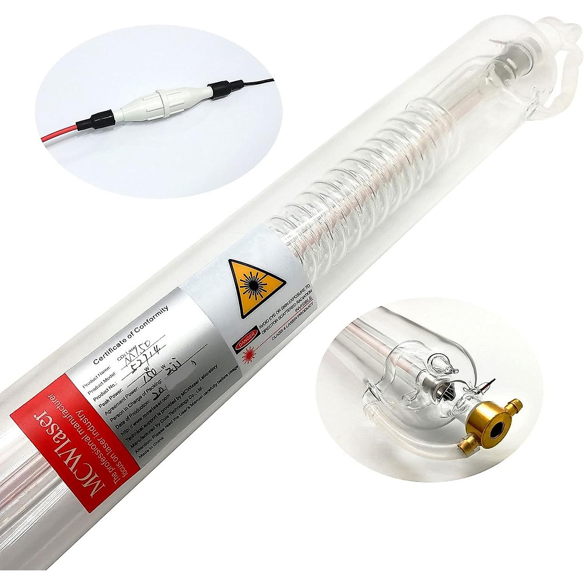 MCWlaser 130W CO2 Laser Tube Actual 130W-150W Length 1650mm Dia 80mm for CO2 Laser Engraver Cutting Machine;8000 Hours