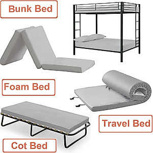 IDEAhome Jersey Knit Cot Fitted Sheet 75" x 33" with 8" Deep Pocket, Suitable for Bunk Beds, Camping, RVs, Folding Beds - Soft, Breathable and Flexible - Grey