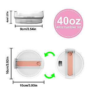 40 OZ Tumbler Lid Compatible for Stanley Quencher, 2 Pack Spill Proof Splash Resistant Stainless Steel Tumbler Covers Fit for Stanley and More Coffee (Pink)