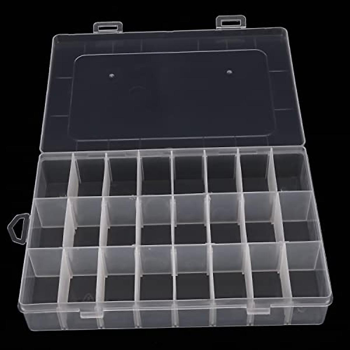 2 Pack 24 Grids Plastic Organizer Box Container Craft Storage Box Compartment Box with Adjustable Dividers for Beads Jewelry Fishing Tackles Art DIY, Clear