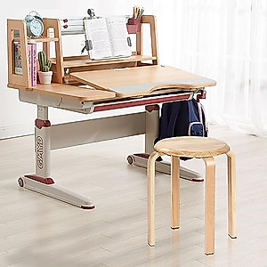 Yawinhe Wood Stools, Portable Barstools with Round Top, Anti-Slip Felt Pad, Stackable Stool Chairs, for Dinning, Living Room, Class Room, 11.8''Lx11.8''Wx16.53''H, Natural, 2-Pack, UDS001N-2