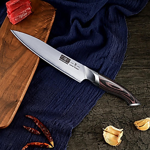 HOSHANHO 6 Inch Kitchen Knife, Ultra Sharp Japanese AUS-10 Stainless Steel Chef Knife, Multipurpose Kitchen Utility Knife with Ergonomic Pakkawood Handle