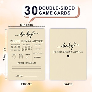 Baby Shower Predictions & Advice Game Kit - 30 Minimalism Cream-Colored Double-Sided Fill in Game Cards, Gender Reveal Party & Activity For Boys And Girls - Baby Shower Party Supplies - A13