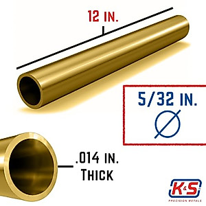 K & S Precision Metals 8128 Round Brass Tube, 5/32" OD