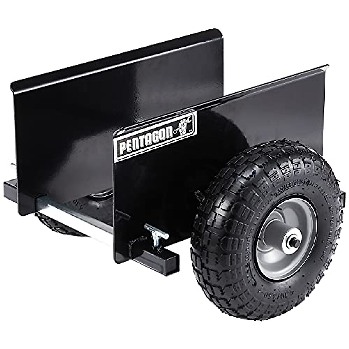 Drywall Cart - Lumber, Wood Paneling, and Plywood Carrier Holds up to 600lbs - Door Dolly with 10-inch Inflatable Wheels by Pentagon Tools (Black)