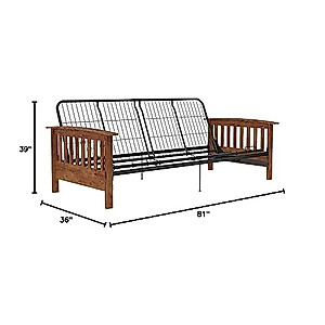 DHP Brixen Cherry Wood Arm Metal Futon Frame with 6-Inch Mattress, Full, Tan