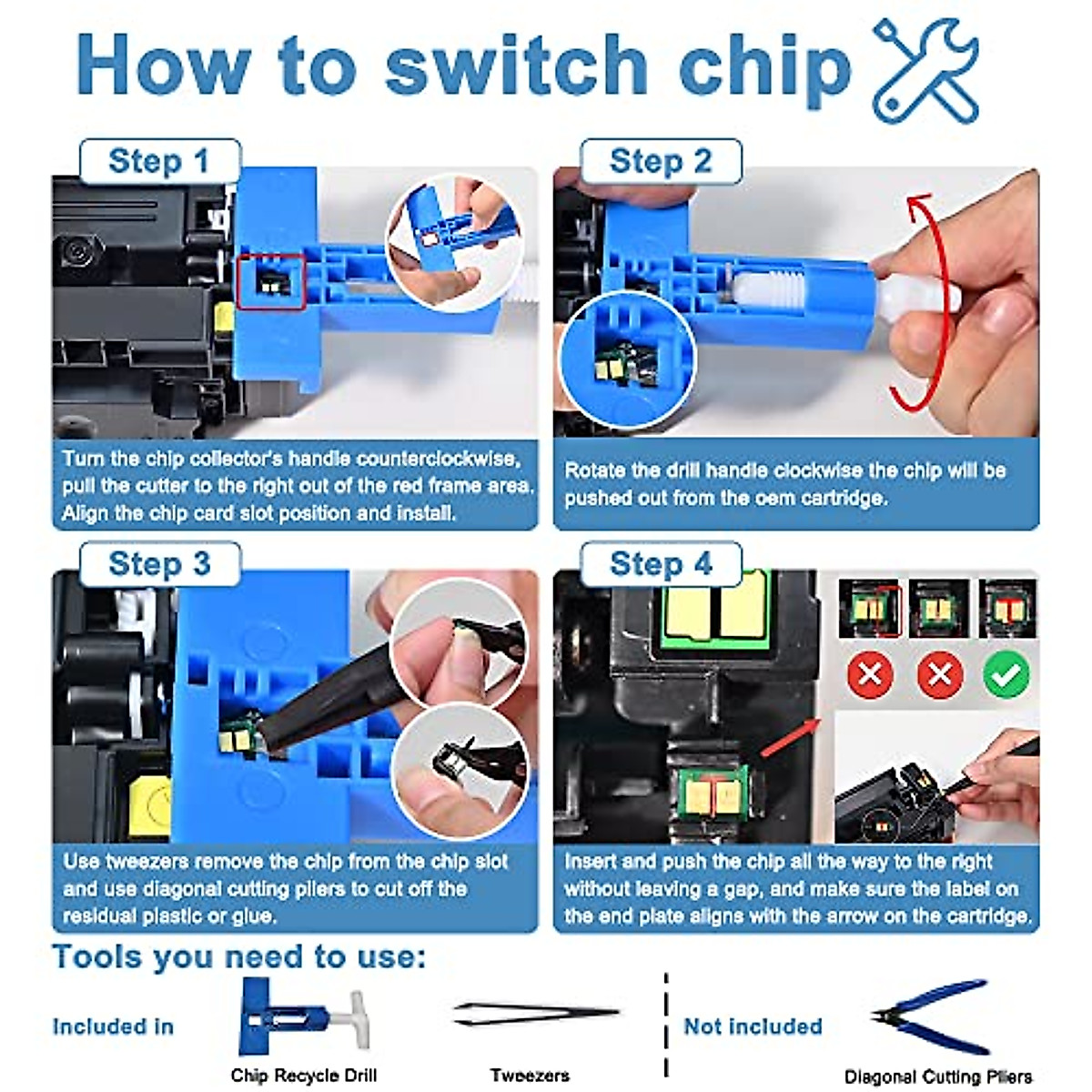 MxVol (206A NO Chip) Compatible Toner Cartridge Replacement for HP 206A 206X W2110A W2110X for HP Laserjet Pro MFP M283fdw M283cdw M255dw M282nw M283 M255 M282 Series Printer (KCMY, 4-Pack)