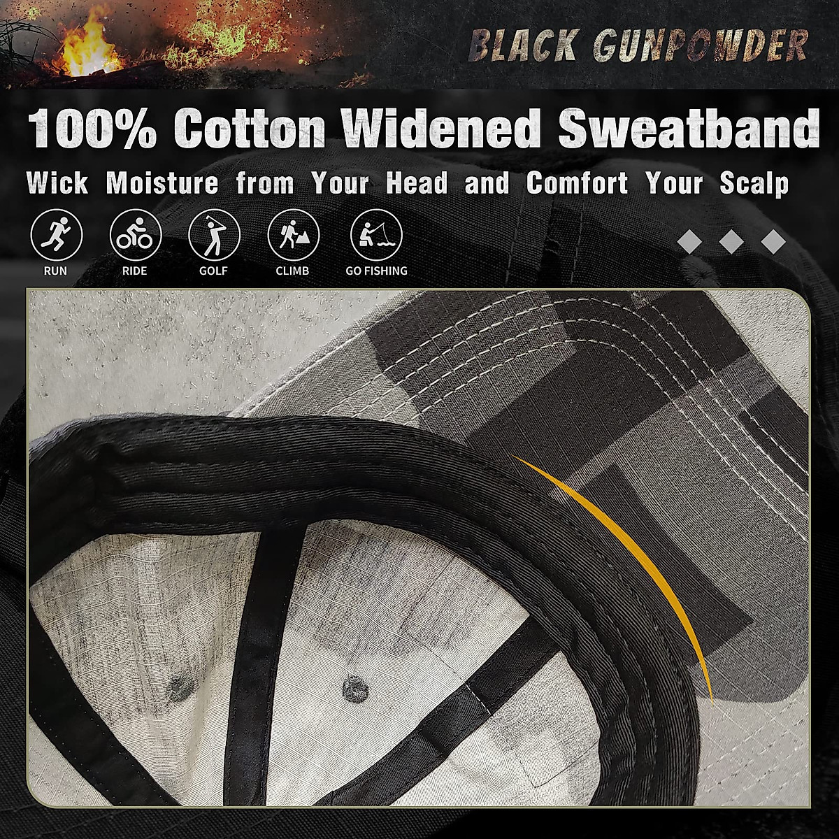 Black Gunpowder Tactical Camo Baseball Cap Tactical Operator Collection Patch Hunting Outdoor Activities (Tiger Stripe)