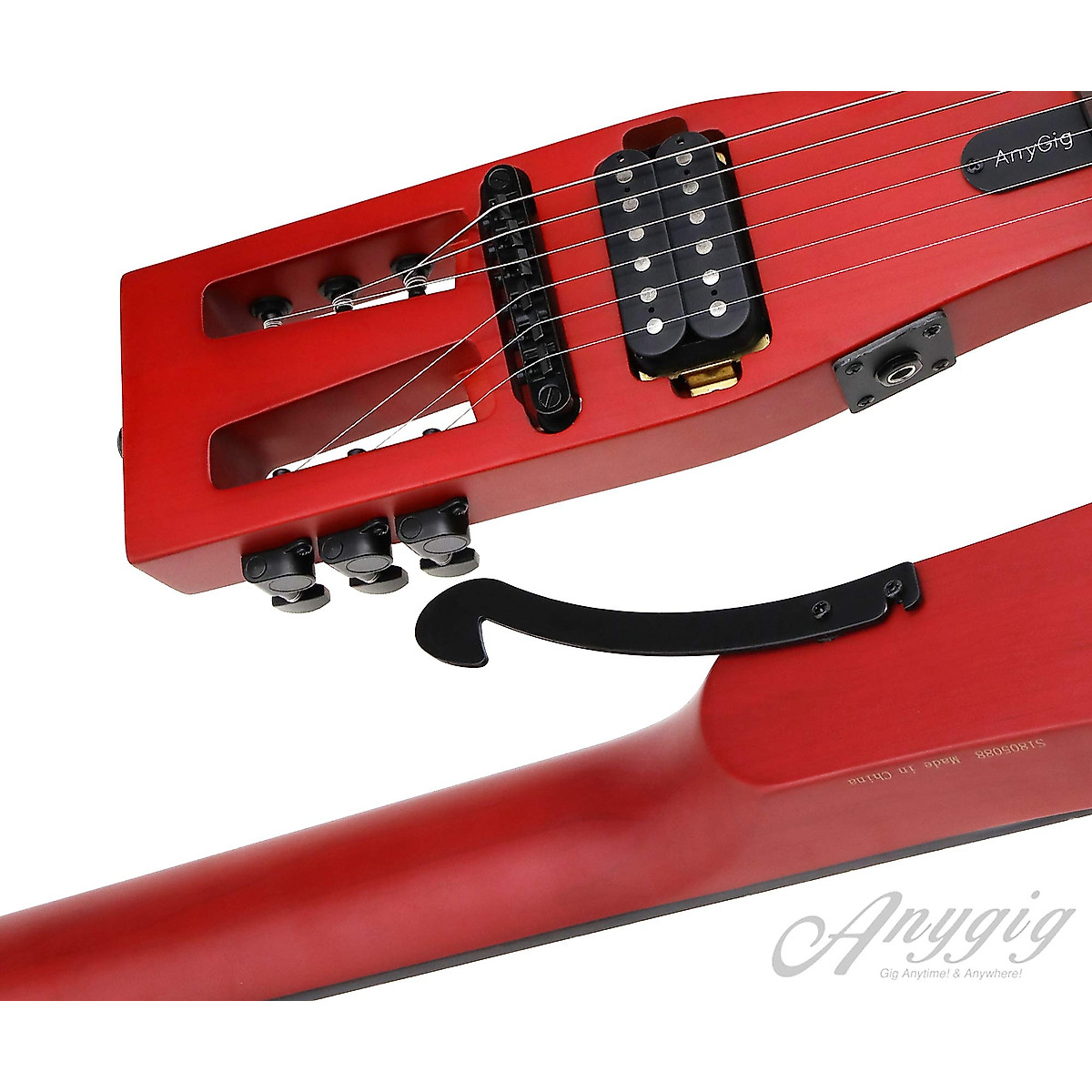 Anygig Electric Guitar Practice Portable Travel 82CM 1.6KG Cherry Matte 25.5" Full Scale with Gigbag Right Handed