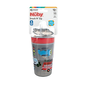 Nuby Snack N' Sip 2 in 1 Snack and Drink Cup (Red/Grey)
