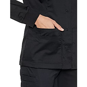 Amazon Essentials Women's Scrub Snap Jacket (Available in Plus Size), Black, Large