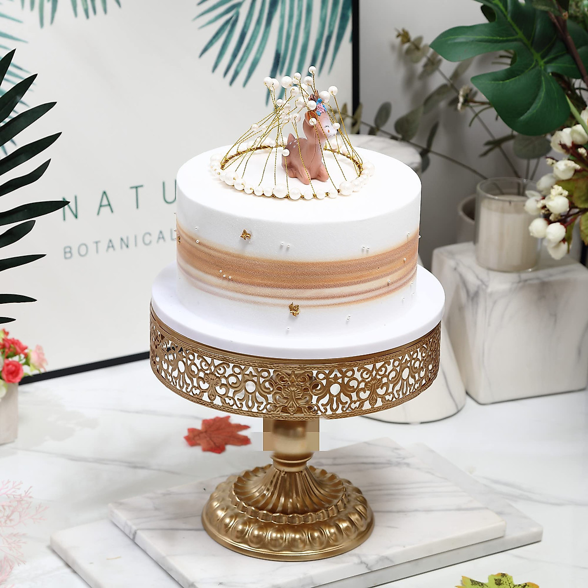 Set of 6 Gold Cake Stand Metal Cupcake Holder Gold Fruits Dessert Display Plate for Wedding Birthday Anniversary Party Home Decor Serving Platter