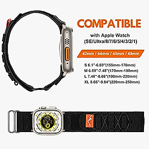 Odbeai Compatible with Apple Watch Ultra Band, Rugged Bands Compatible with Apple Watch Series 9 Band Men, Nylon Braided Bands Compatible with Apple Watch Band 44mm 45mm 42mm 49mm, Military Straps for iWatch Bands Series 8 7 6 5 4 3 2 1 SE Ultra 2