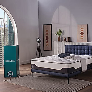 Bsleep Hybrid Mattress Queen 13" | Bamboo Charcoal Memory Foam | Cotton Cover | CertiPUR-US Certified | Bed-in-a-Box | Back Pain Relief Support | Medium Firm