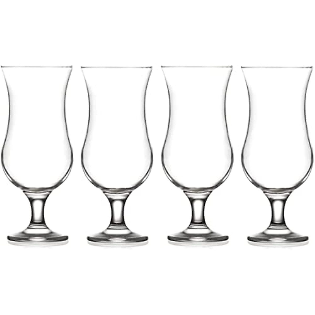 Epure Venezia Collection 4 Piece Hurricane Glass Set - Perfect for Drinking Pina Coladas, Cocktails, Full-Bodied Beer, Juice, and Water (Pina Colada (15.5 oz))