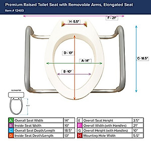 Drive Medical Premium Seat Riser with Removable Arms, Elongated Seat 19.25x13.75x3.5 Inch (Pack of 1)