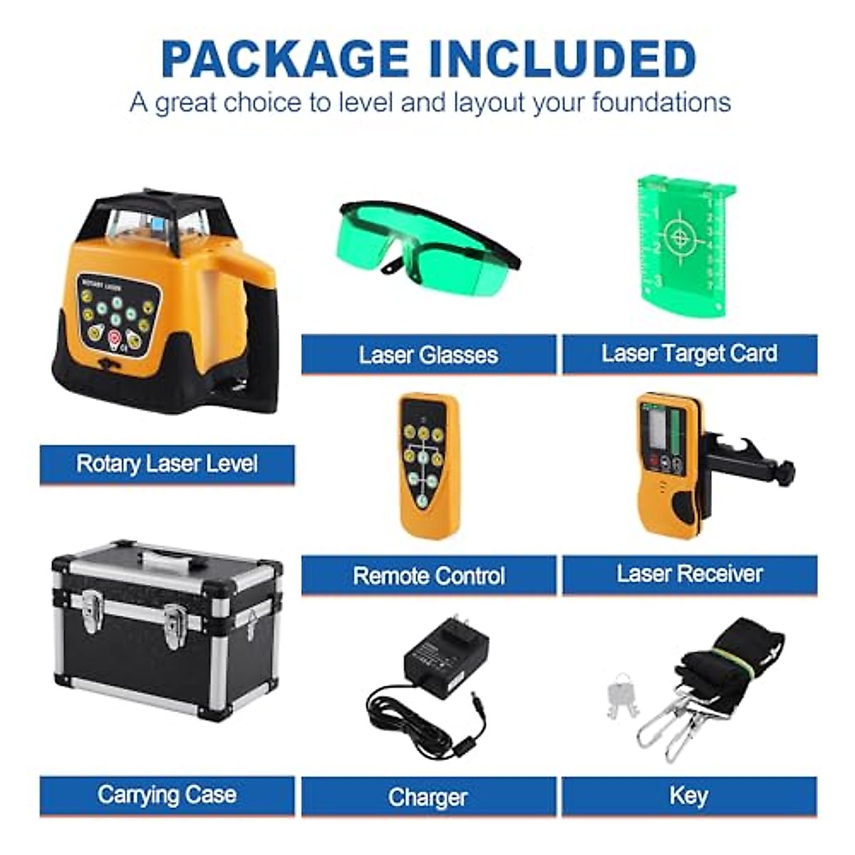 Iglobalbuy Rotary Laser Level Green Laser Self Leveling Kit, 500M Green Beam 360° Automatic Horizontal/Vertical Self-leveling Rotary Rotating Laser Level with Remote Control + Receiver