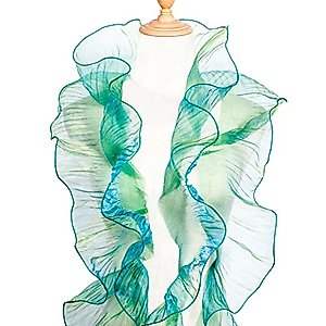 OIIKI Ruffle Pleated Organza Lace Trims 5 Yards, Organza Chiffon Ruffled Fabric Trim, Tulle Ruffle Lace Border for Craft Sewing Dress Bag Decoration Applique Trimming Gradient Yellow Blue