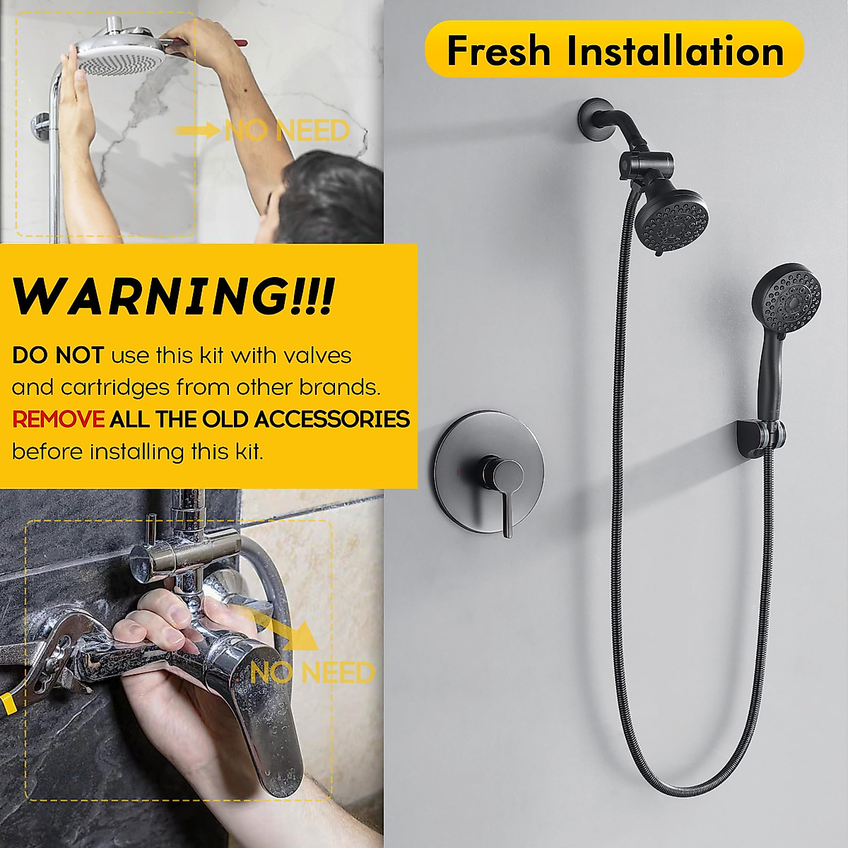 FRANSITON Shower Faucet System with Bathroom Spout Rain Shower Kit, High Pressure Handheld Shower Head Dual 2 in 1 Shower Combo Faucet Set with Valve Trim Kit Oil-Rubbed Bronze