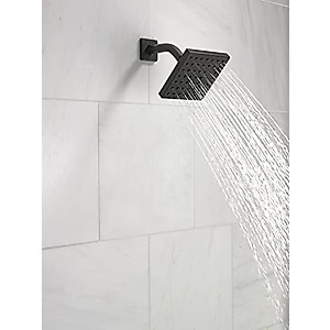 Delta Faucet Modern 5-inch Single-Spray Shower Head, Black Square Shower Head, High Pressure Shower Head, 1.75 GPM Flow Rate, Matte Black RP101846BL