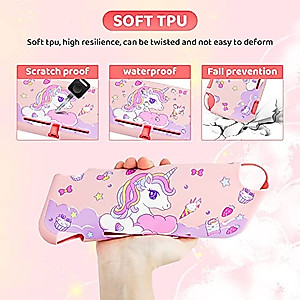 RHOTALL Carrying Case for Nintendo Switch Lite, Cute Case Cover Accessories Bundle for Switch Lite with TPU Protective Shell, Adjustable Shoulder Strap, Screen Protector and 2 Thumb Caps - Unicorn