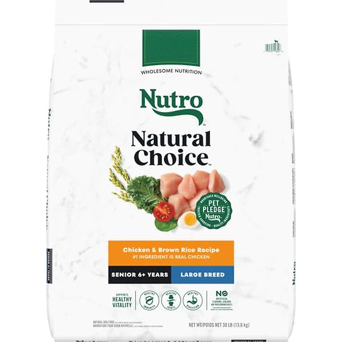 NUTRO NATURAL CHOICE Large Breed Senior Dry Dog Food, Chicken & Brown Rice Recipe Dog Kibble, 30 lb. Bag