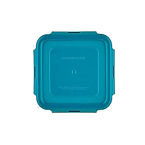 Rachael Ray Leak-Proof Nestable Container Food Storage Bin Set, 10-Piece Square, Teal Lid