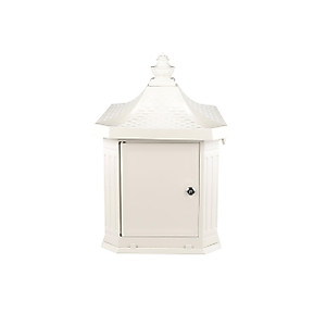 Architectural Mailboxes Hamilton Cast Aluminum, Locking, Post Mount Mailbox, Compatibility Code C, HM200WAM, White, Large Capacity