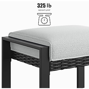 LayinSun Set of 2 Modern Aluminum Ottomans, 2 Pieces Wicker Rattan Outdoor Patio Footstool