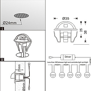 FVTLED WiFi Deck Lights, WiFi Controlled 10pcs Low Voltage LED Deck Lights Kit Φ1.38 Outdoor Recessed Step Stair Warm White LED Lighting Work with Alexa Google Home, Red Bronze