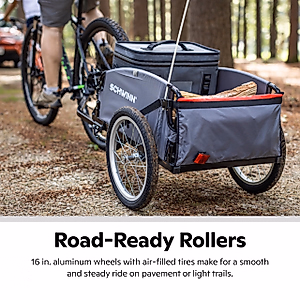 Schwinn Daytripper Cargo Trailer for Bike, 100 lbs. Max Weight Capacity, Collapsible Frame With Quick-Release Wheels, Air-Filled Tires, Red/Grey