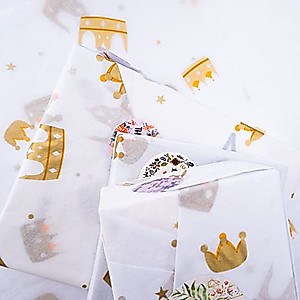 MR FIVE 30 Sheets White and Metallic Gold Tissue Paper Bulk,20" x 28",Gold Tissue Paper for Gift Bags,DIY and Crafts,Gift Wrapping Paper for Weeding,Graduation,Birthday