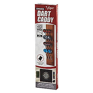 Viper Dart Caddy Solid Wood Wall Mounted Dart Holder / Stand, Displays 4 Sets of Steel or Soft Tip Darts, for all Sisal & Electronic Dartboards, Surrounds & Cabinets, Cinnamon Finish