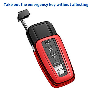 Compatible with Toyota Key Fob Cover with Keychain Soft TPU 360 Degree Protection Key Case for 2018-2022 Camry RAV4 Highlander Avalon C-HR Prius Corolla GT86 Smart Key (Red)