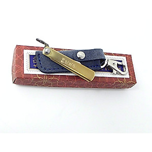 Higonokami Japanese Folding Clasp Keychain Knife with Snap Leather Sheath 01BS