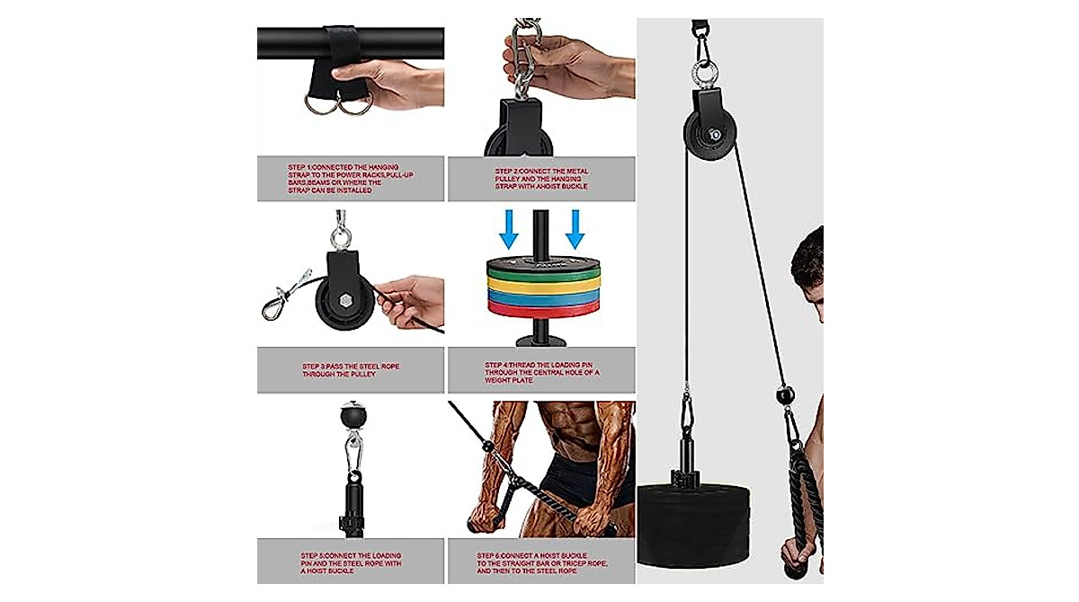 Home Gym Lifting Pulley Systems with Adjustable Length Cable for LAT ...