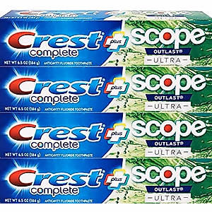Crest Complete Whitening Plus Scope Outlast Ultra Toothpaste 6.5 oz (184g) - Pack of 4