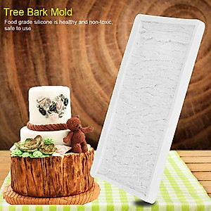 Tree Bark Shaped Non-stick Fondant Impression Mat Mould Food Grade Silicone Bread Desserts Pastry Bakeware Cake Decorating Supplies for Cupcake Wedding Birthday Party