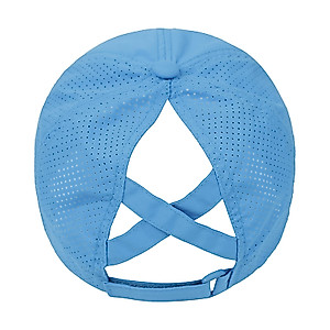 Muryobao 2 Packs Womens Criss Cross Ponytail Baseball Cap Adjustable High Messy Bun Ponycap Quick Drying Mesh Dad Hat for Outdoor Sports Travel Black & Blue