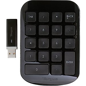 Targus Wireless Numeric Keypad, Black - Nano USB Receiver, Full-Size Keys for Increased Accuracy, Battery Life Indicator - Supports Windows, macOS, and Chromebook (AKP11US)