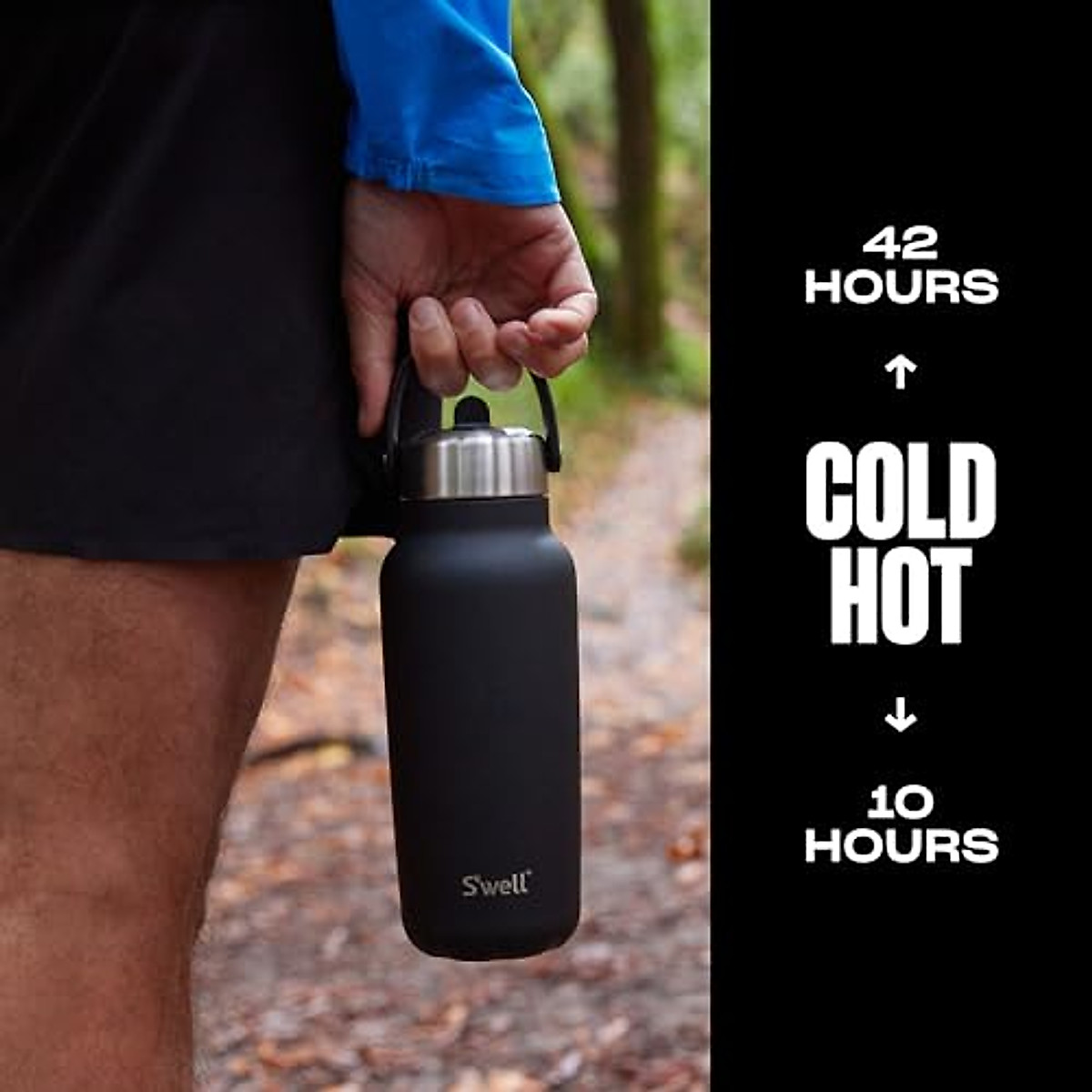 S'well Recycled Stainless Steel Explorer with Flip Straw Lid, 32oz, Onyx, Triple Layered Vacuum Insulated Containers Keeps Drinks Cold for 42 Hours and Hot for 10