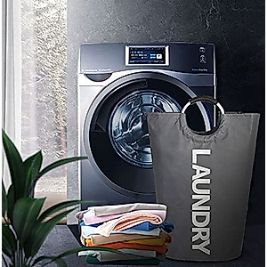 Large Laundry Basket Collapsible Fabric Laundry Hamper Tall Laundry Bag Handles Waterproof Portable Washing Bin Folding Clothes Bag Travel Shopping Bathroom College Essentials Storage (Blue)