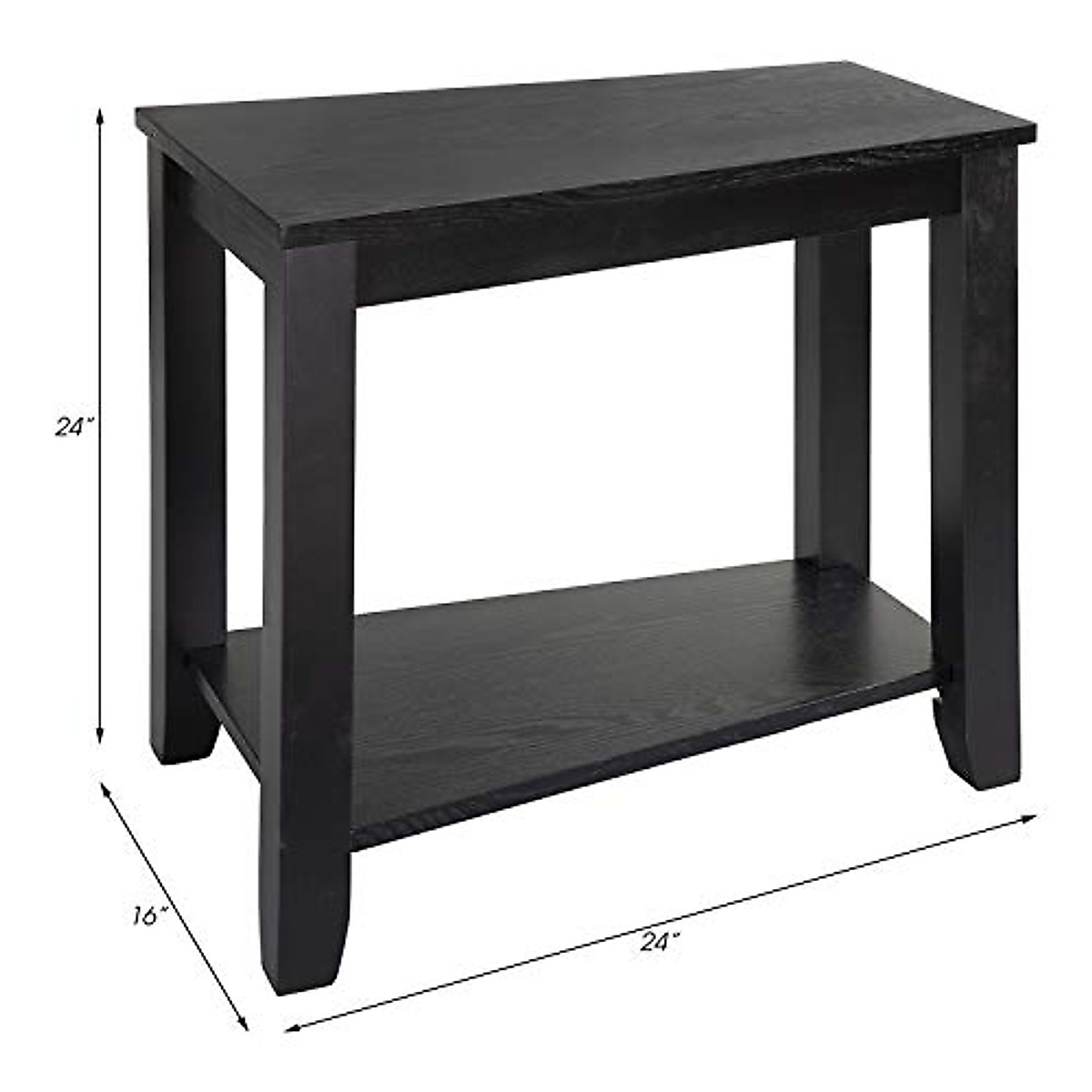 Lexicon Alder Wood Wedged Chairside Table, 16" x 24", Black