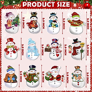 Christmas Snowman Refrigerator Magnets Decoration 12Pcs, Magnetic Holiday Snowman Car Decals Fridge Garage Door Stickers, Waterproof Decorative Xmas Snowman Magnet Accessories for Party Decor