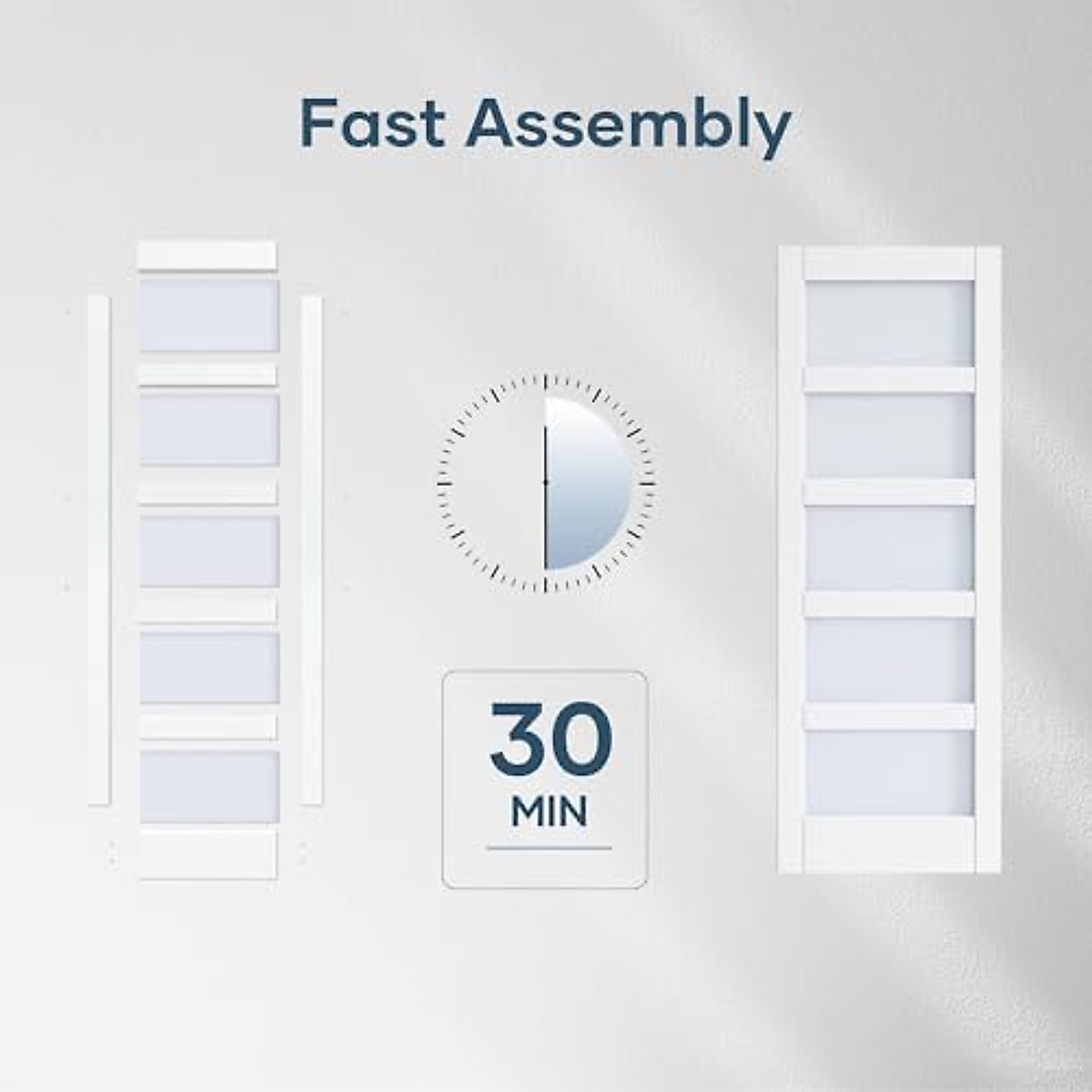 EaseLife 30in x 84in Glass Barn Door,Solid LVL Wood Covered with Water-Proof & Scratch-Resistant PVC Surface,DIY Assembly,5-Panel Glass,White