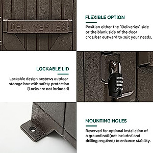 YITAHOME 60 Gallon Large Package Delivery and Storage Box with Lockable Secure, Double-Wall Resin Outdoor Package Delivery and Waterproof Deck Box for Porch, Curbside, 8.5 Cubic feet, Brown