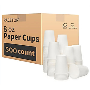 RACETOP 8 oz Coffee Cups [500 pack], Disposable Coffee Cups 8 oz, Hot Coffee Cups, Ideal for Office, Home, Party(8 oz 500 pack