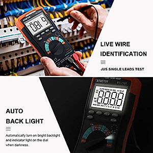 True RMS Digital Multimeter Tester 6000 Counts AC DC 20A Ohmmeter Voltmeter DMM Measure Voltage Current Amp Resistance Diodes Continuity Duty-Cycle Capacitance Temperature (BTMETER BT-770T)
